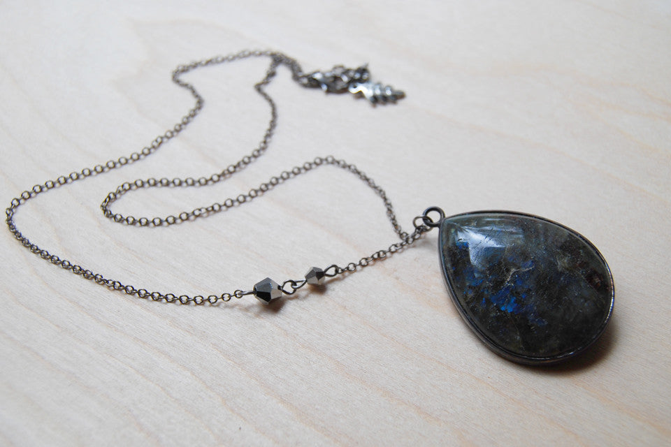 Giant Labradorite Teardrop Necklace | Gemstone Jewelry | Labradorite C ...