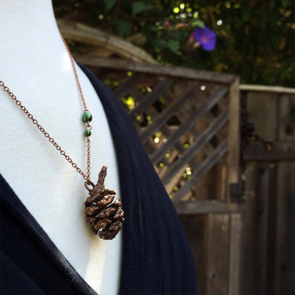 Copper Sequoia Pine Cone Necklace | Redwood Pinecone Jewelry | Electro – Enchanted Leaves