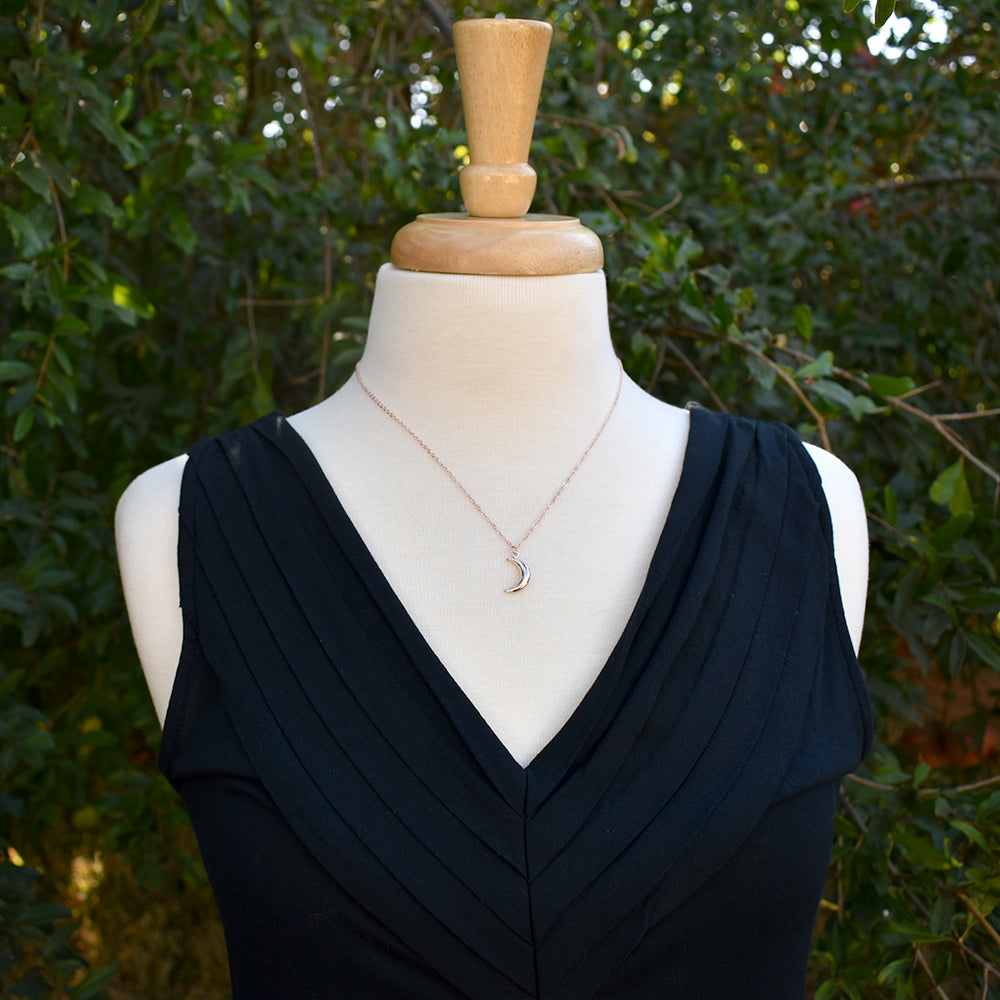 Rose Gold Moon Necklace | Crescent Moon Charm Jewelry | Simple and Ele ...