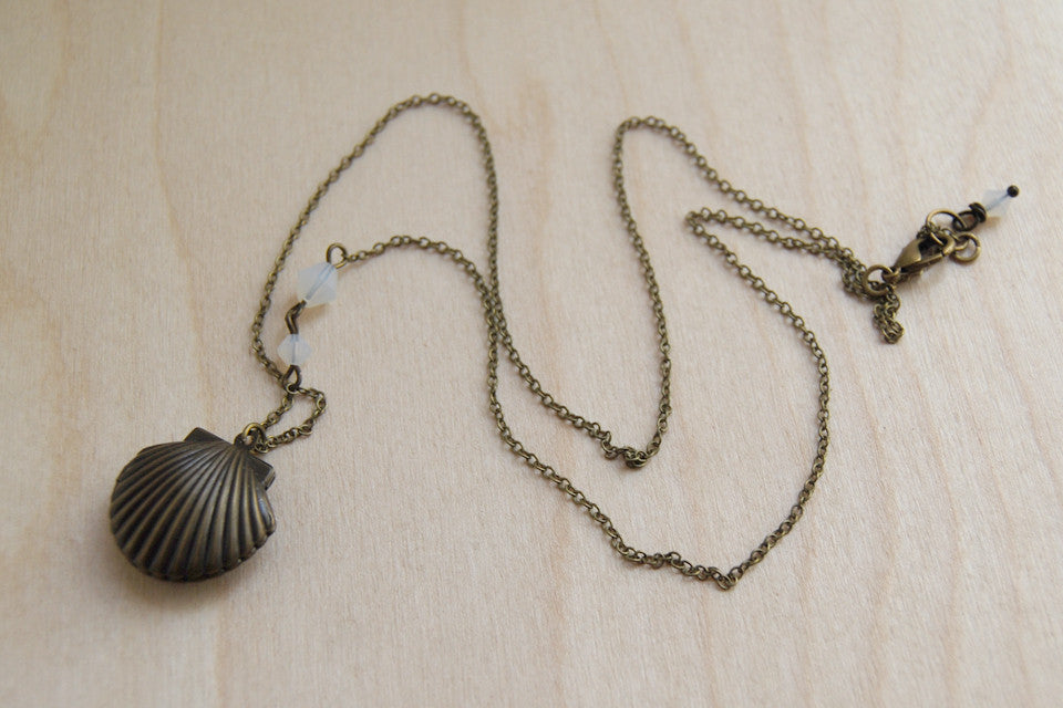 Brass Shell Locket | Shell Charm | Mermaid Necklace – Enchanted Leaves