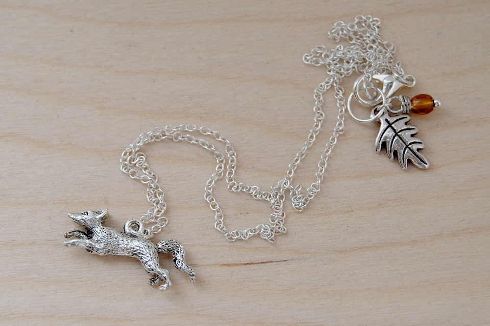 Swift Fox Necklace | Cute Silver Woodland Fox Charm | Nature Animal Je ...