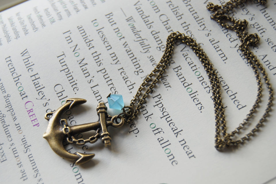 Brass Anchor Necklace | Anchor Charm Necklace | Nautical Jewelry ...