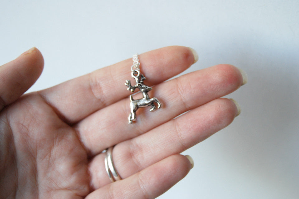 Silver Stag Charm Necklace | Magical Wizard Literature Necklace ...