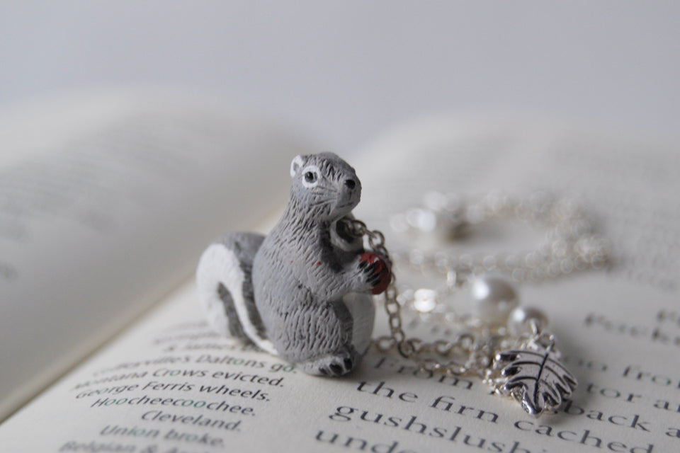 Grey Squirrel Necklace | Cute Squirrel Charm Necklace | Fall Jewelry ...