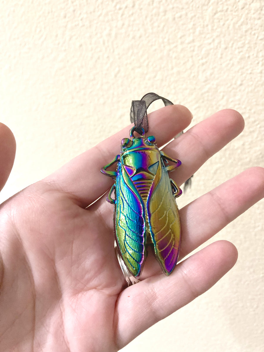 Giant Cicada Ornament | Iridescent Rainbow Ornament | Magic Colorful C ...