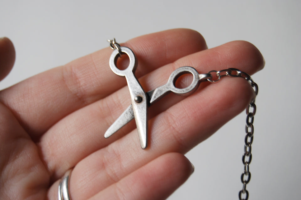 Movable Silver Scissors Necklace | Scissor Charm Necklace | Cute Sciss ...