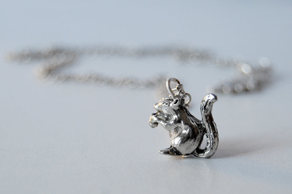 Teeny Tiny Silver Squirrel Necklace | Cute Woodland Squirrel Charm Nec ...
