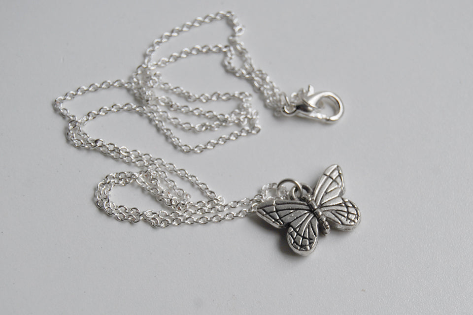 Small Silver Butterfly Necklace | Butterfly Charm Necklace – Enchanted ...