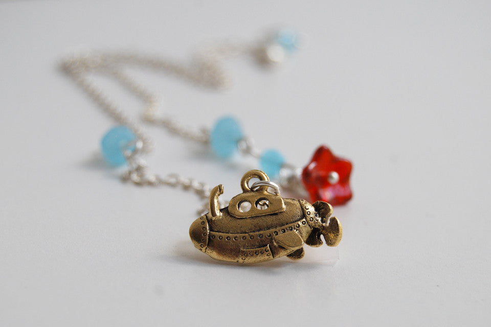 Whimsical Yellow Submarine Necklace | Nautical Musical Charm Jewelry ...